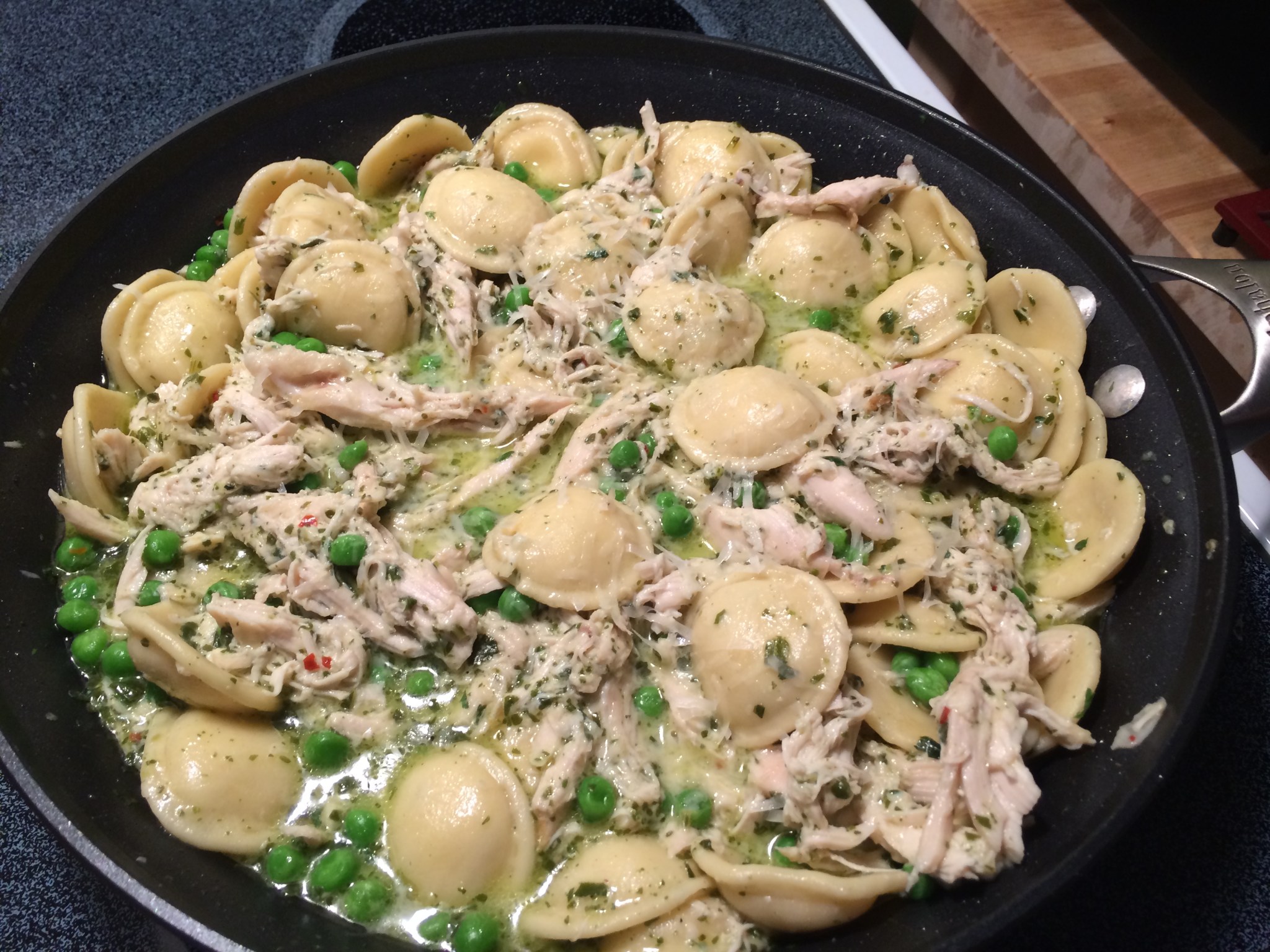 Chicken And Mini Cheese Ravioli In A Basil Pesto Sauce - Let's Dish ...